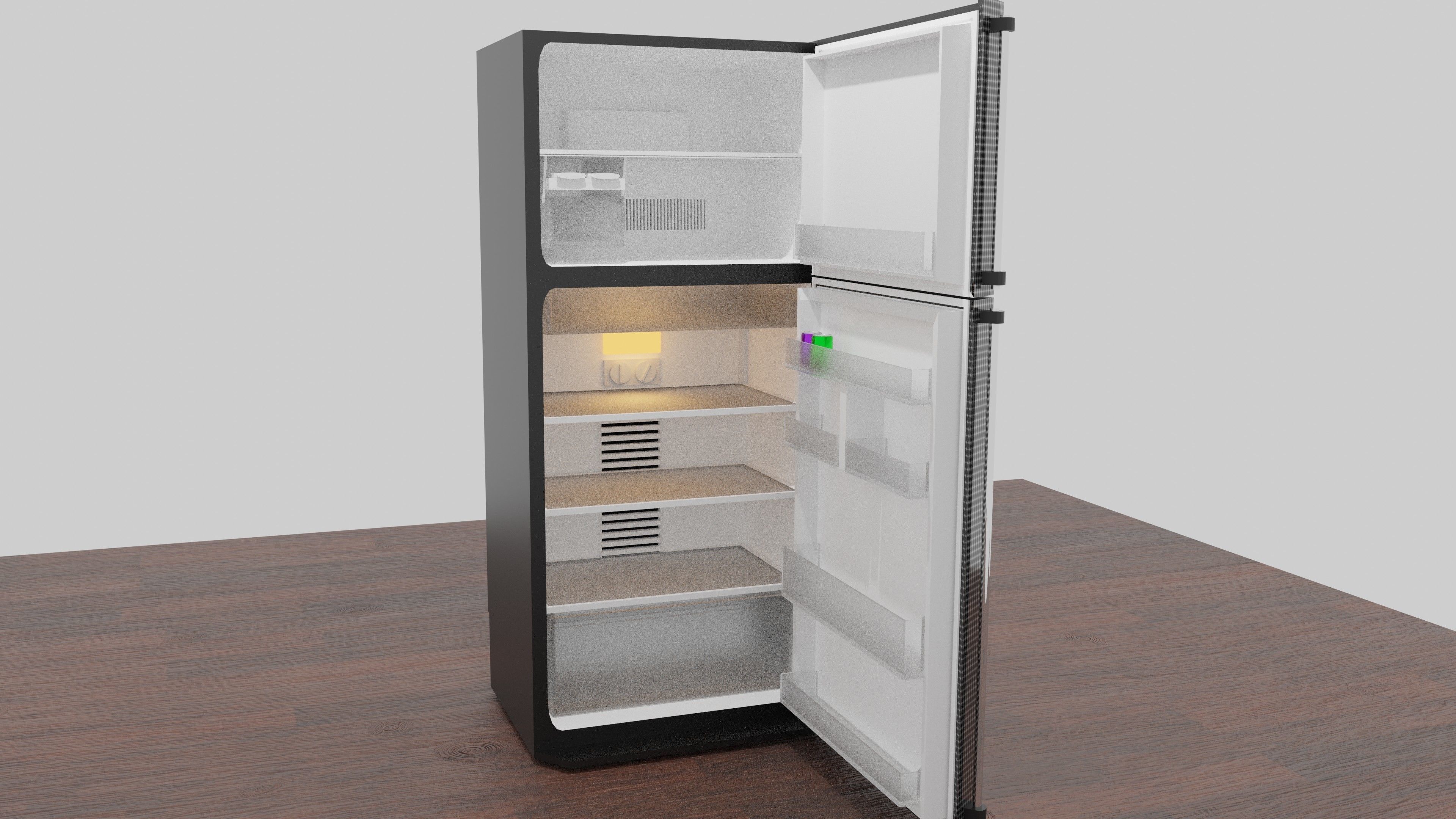 Fridge refrigerator on wooden table free VR / AR / low-poly 3D model ...