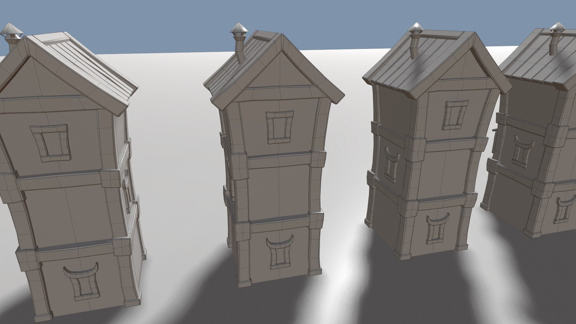3D model Cartoon Houses Four Element VR / AR / low-poly | CGTrader