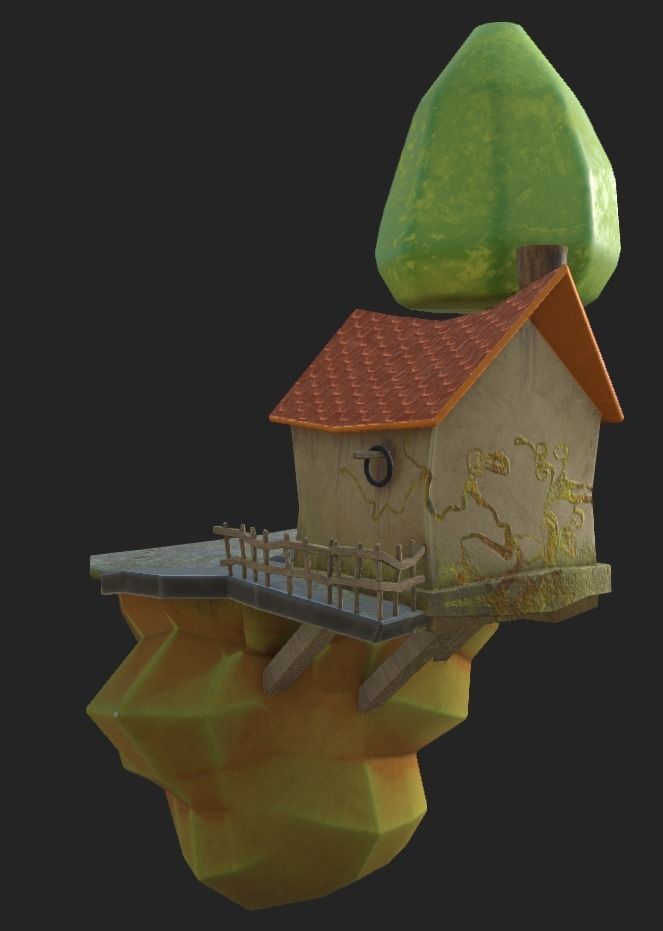 3D model Floating Stylized Toon House VR / AR / low-poly | CGTrader