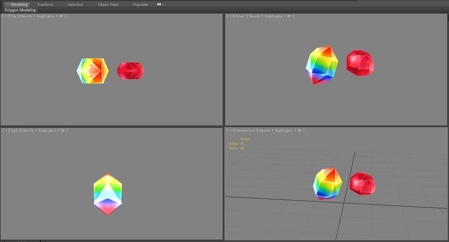 3D model Cartoon gems - ruby - Colorful diamonds VR / AR / low-poly ...