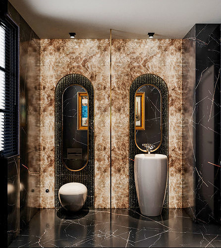 Marble WC with Brass Details 3D model | CGTrader