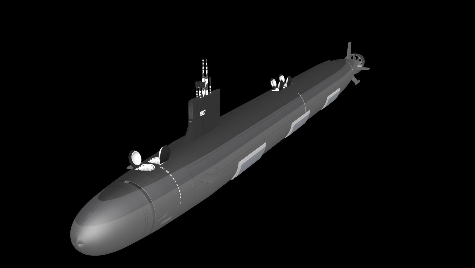 Virginia Class SSGN 807 Silversides 3D model rigged | CGTrader