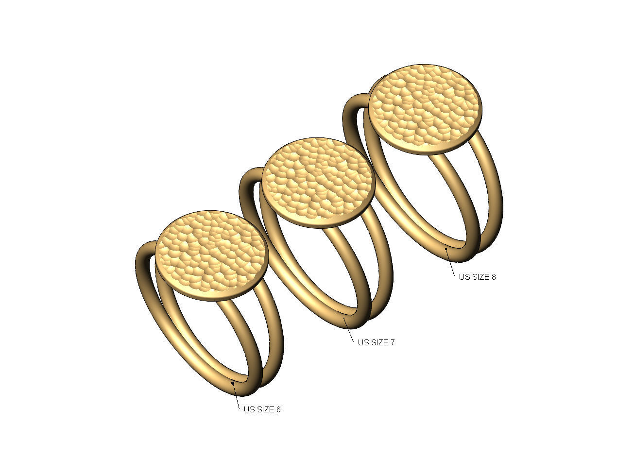 Hammered texture coin band US sizes 6 7 8 3D model 3D printable | CGTrader