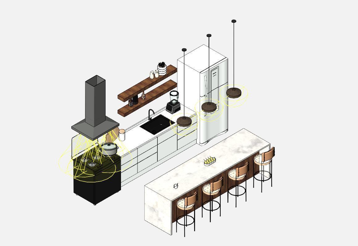 High quality parametric kitchen family for your revit projects 3D model ...