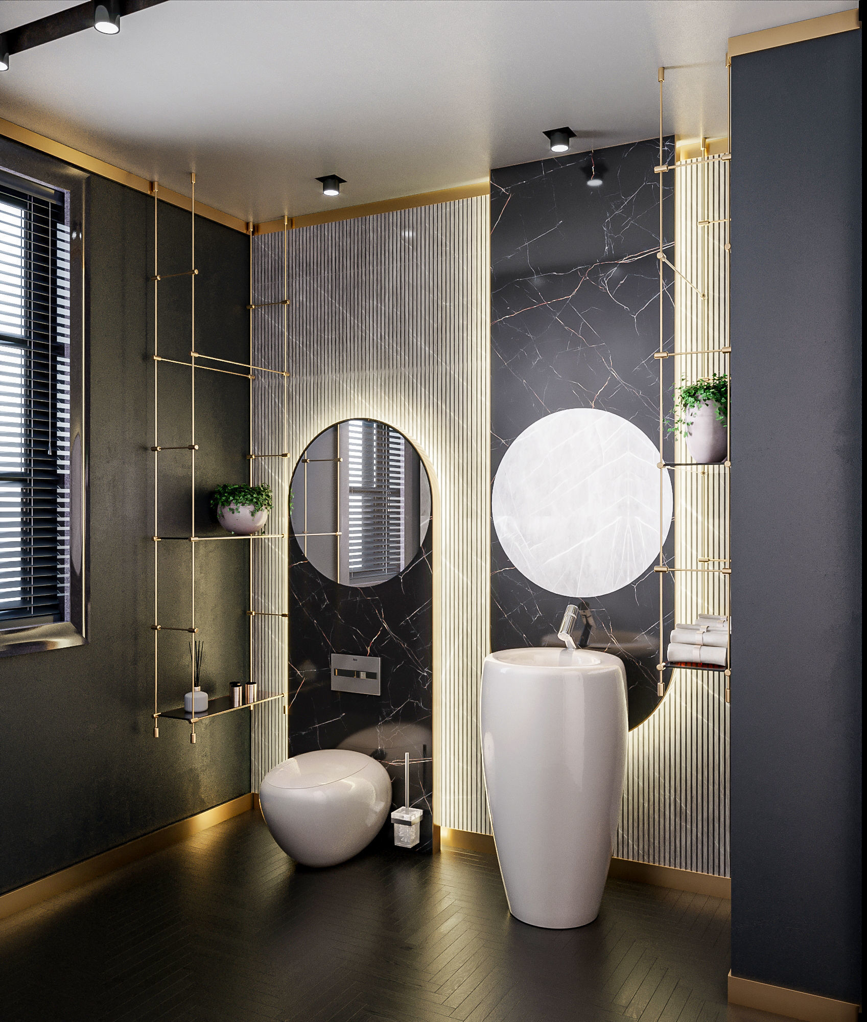 Marble WC with Brass Details 2 3D model | CGTrader