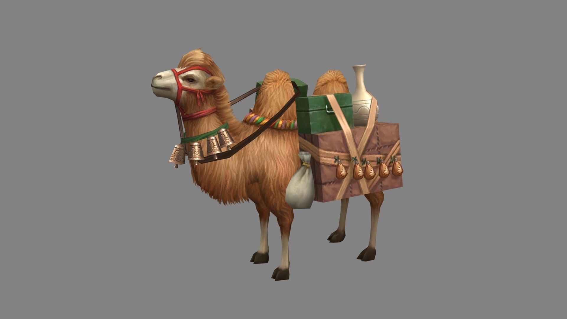 3D model Cartoon bactrian camel - Pulling Goods - Caravans - Silk Road ...