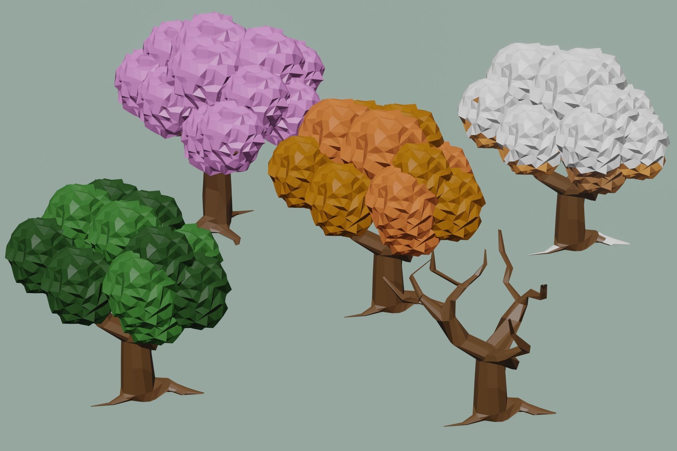 Trees Pack free VR / AR / low-poly 3D model rigged | CGTrader