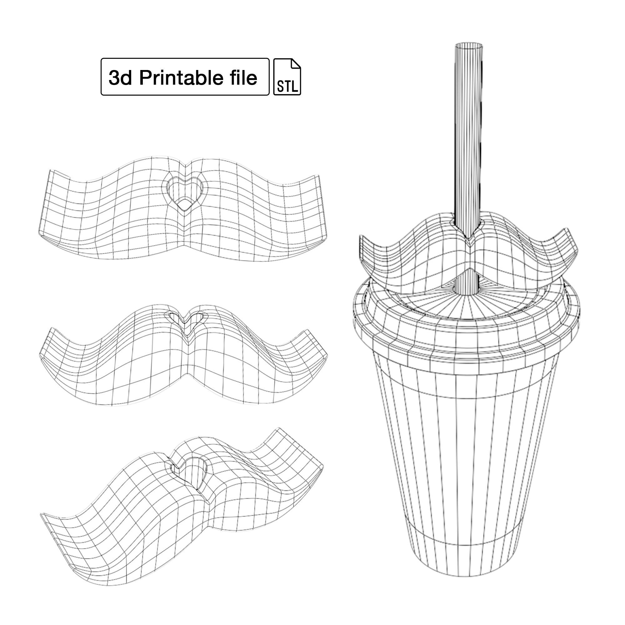 Stl file of Straw topper D3 Moustache for 3d printing 3D model 3D ...