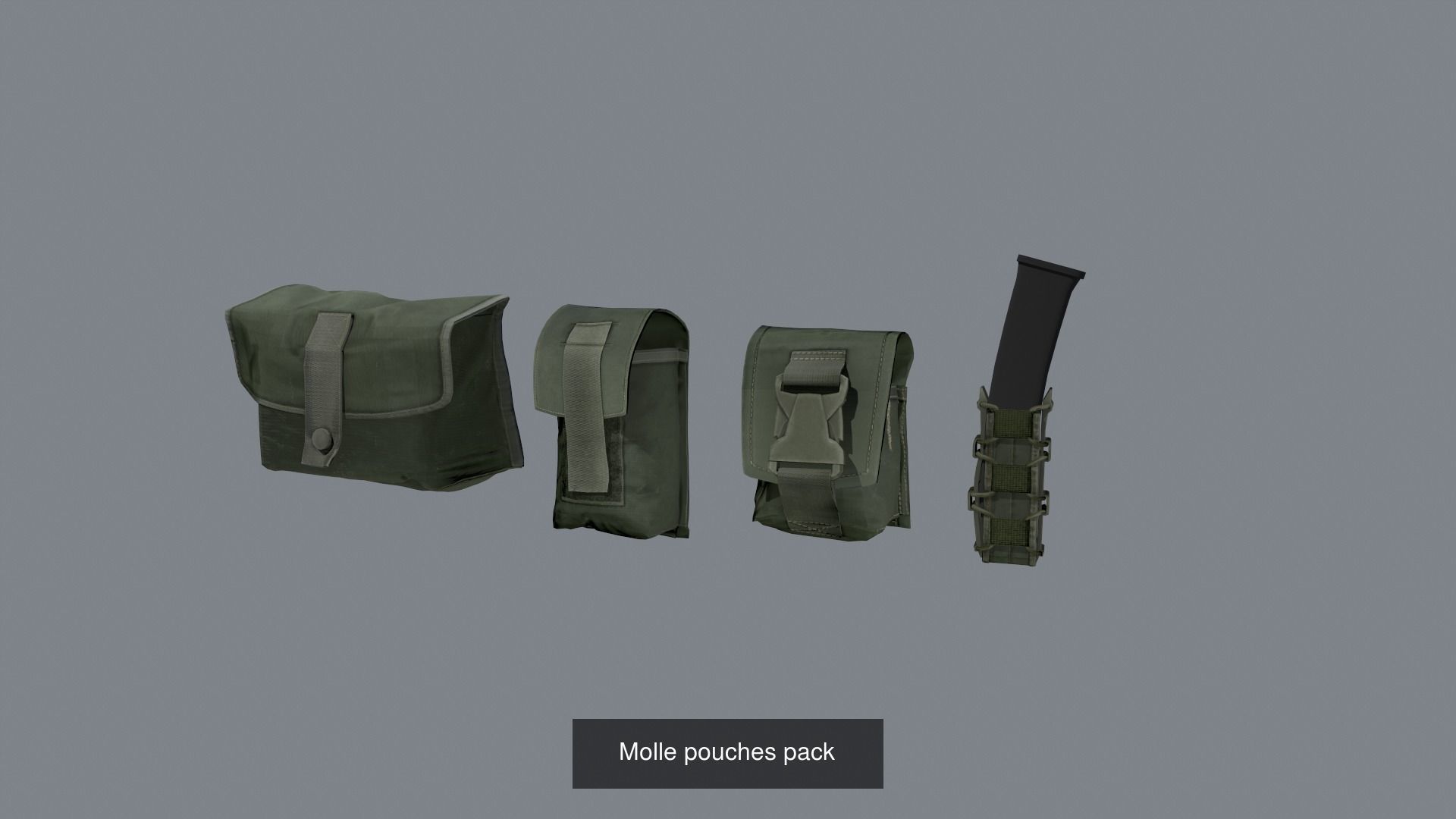 3D Model Collection Molle pouches pack VR / AR / low-poly | CGTrader
