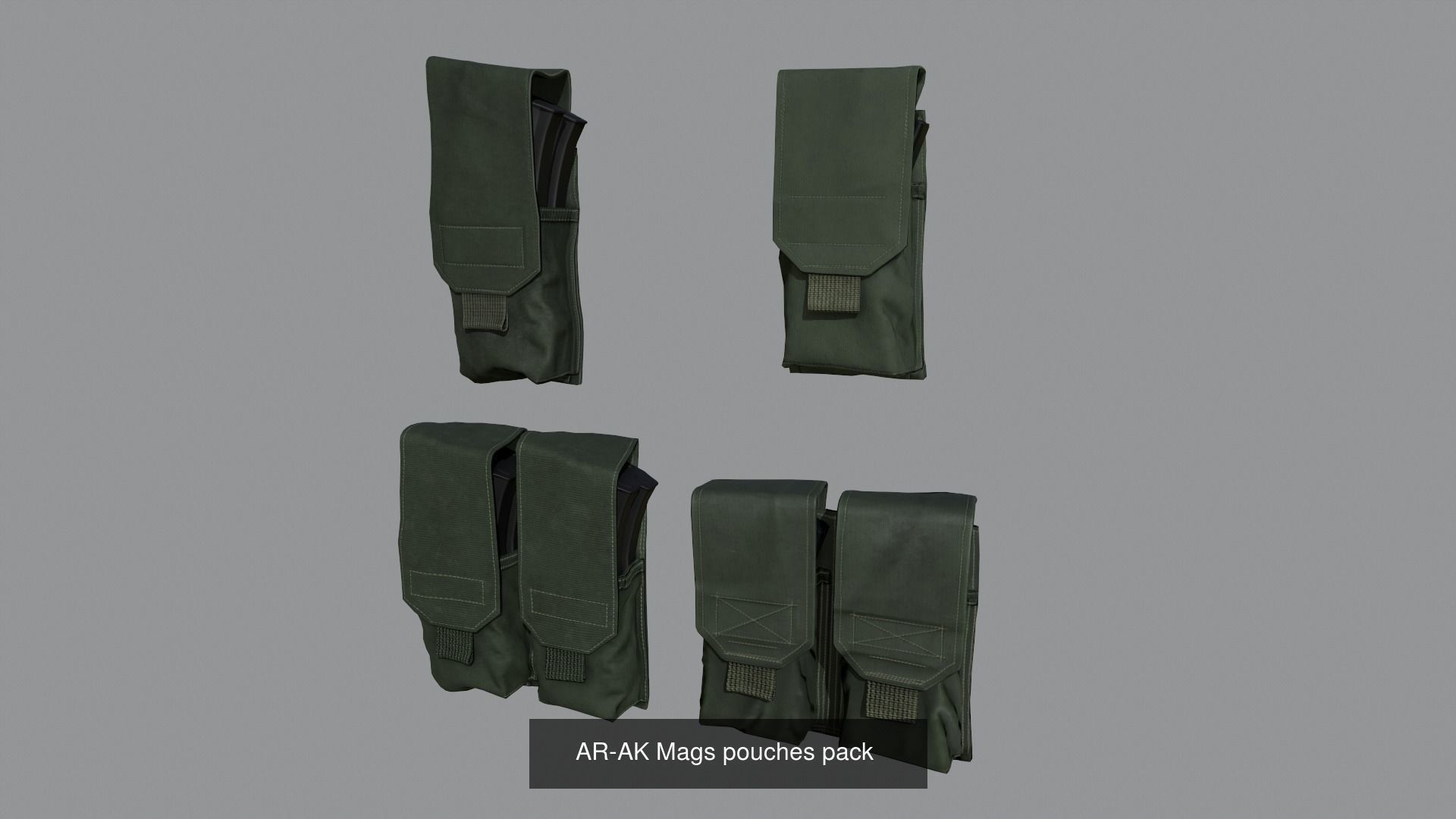 3D Model Collection Molle pouches pack VR / AR / low-poly | CGTrader