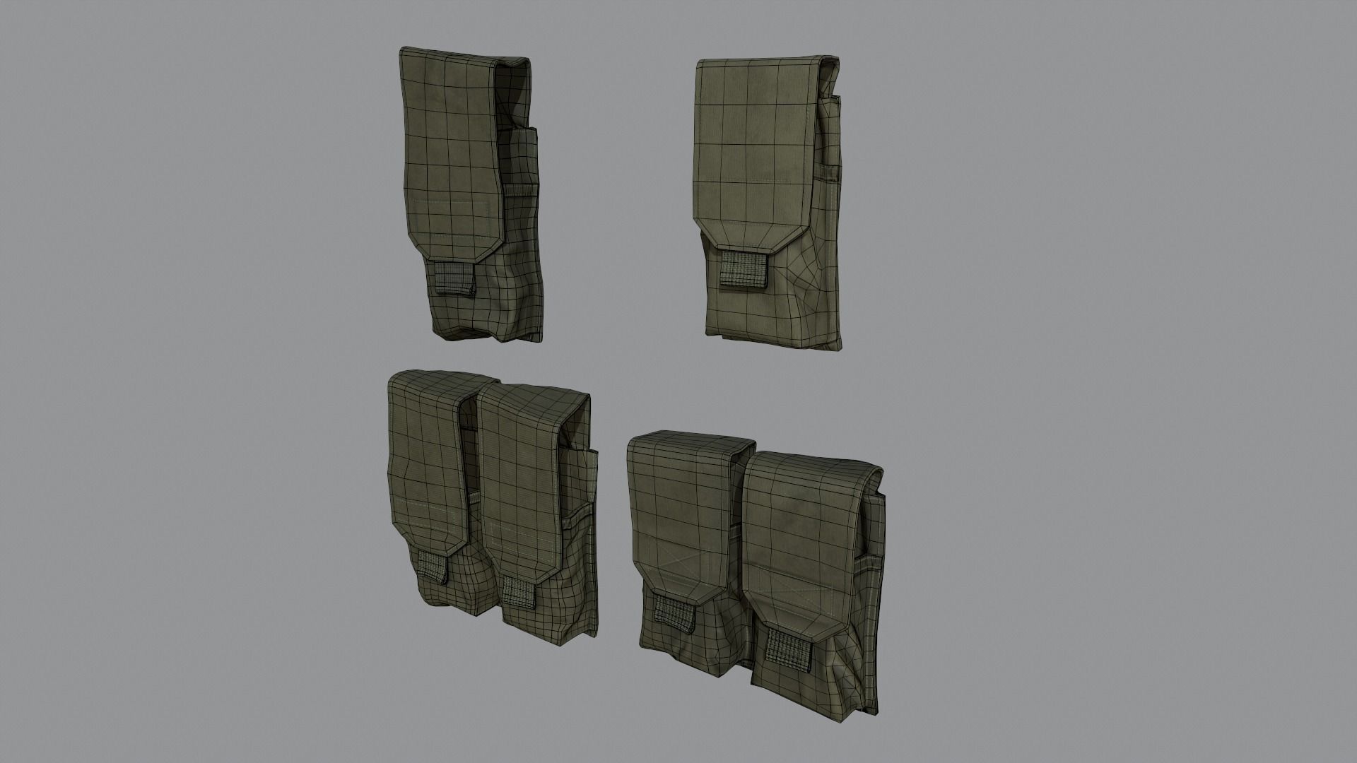 3D Model Collection Molle pouches pack VR / AR / low-poly | CGTrader