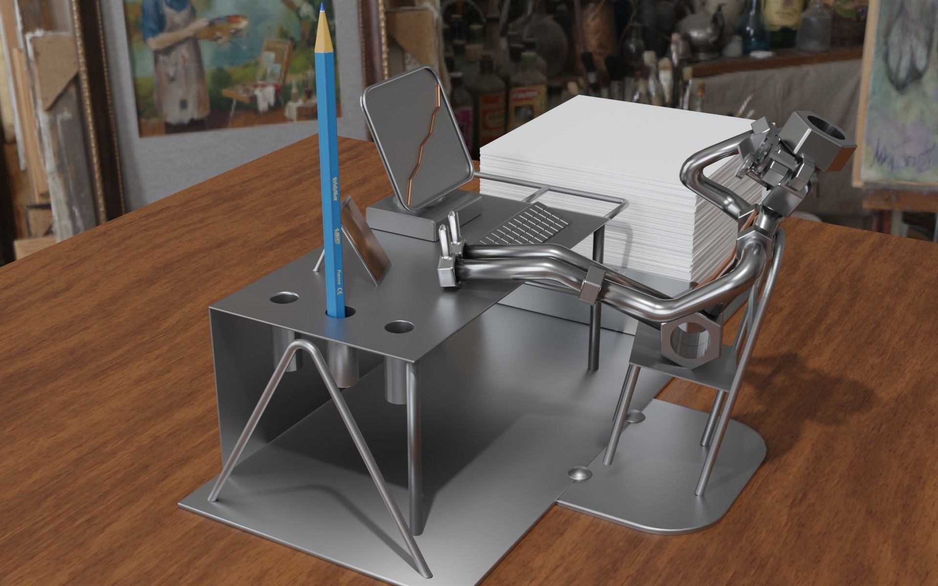 Desk Accessory Note Paper Holder Steel free 3D model | CGTrader