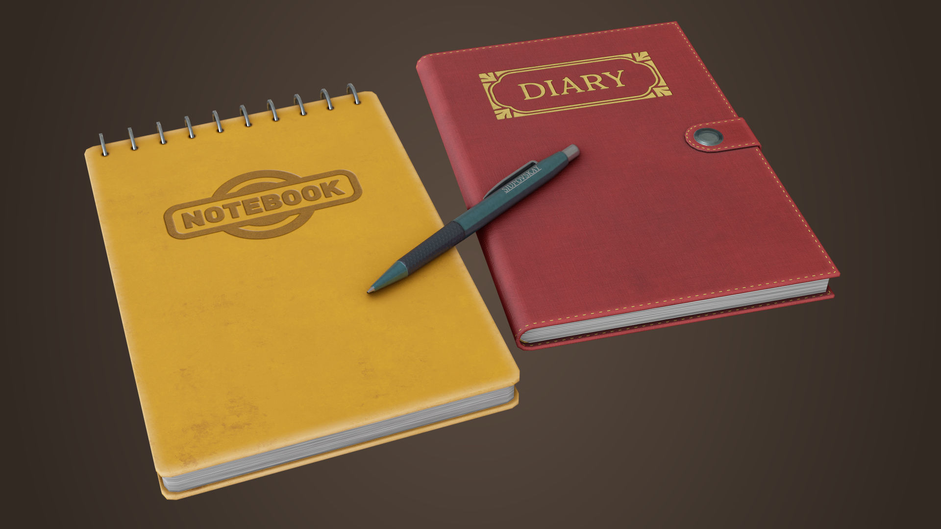 Notepad Diary Pen free VR / AR / low-poly 3D model | CGTrader