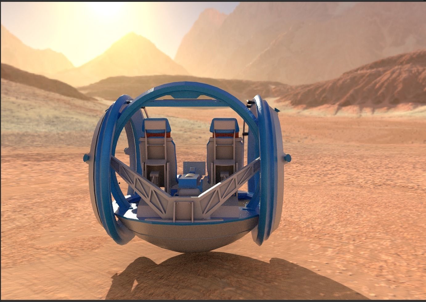 3D model Gyrosphere inside of car with two seats VR / AR / low-poly ...