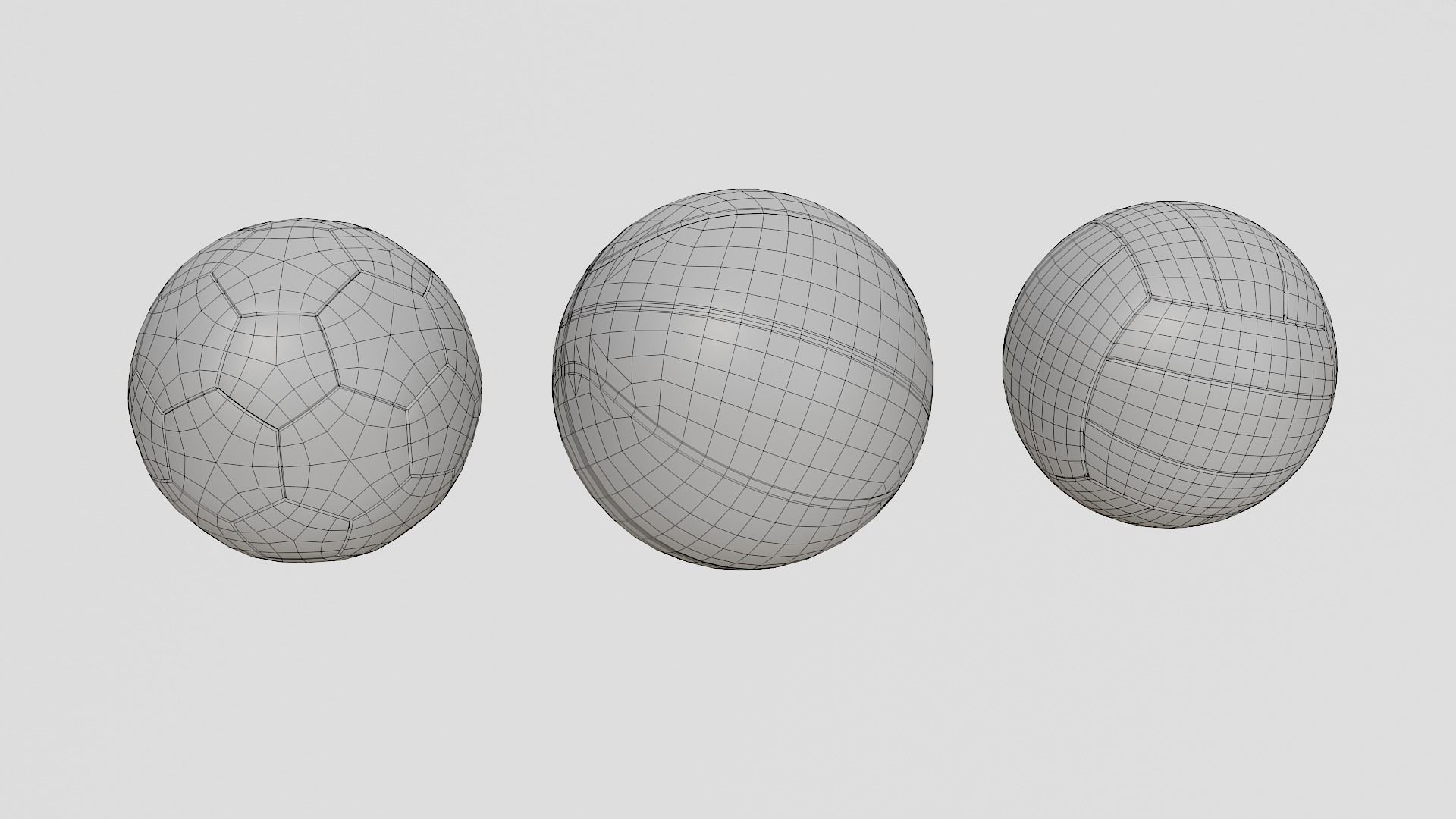 3D model Set of balls and grid Low-poly 3D model VR / AR / low-poly ...