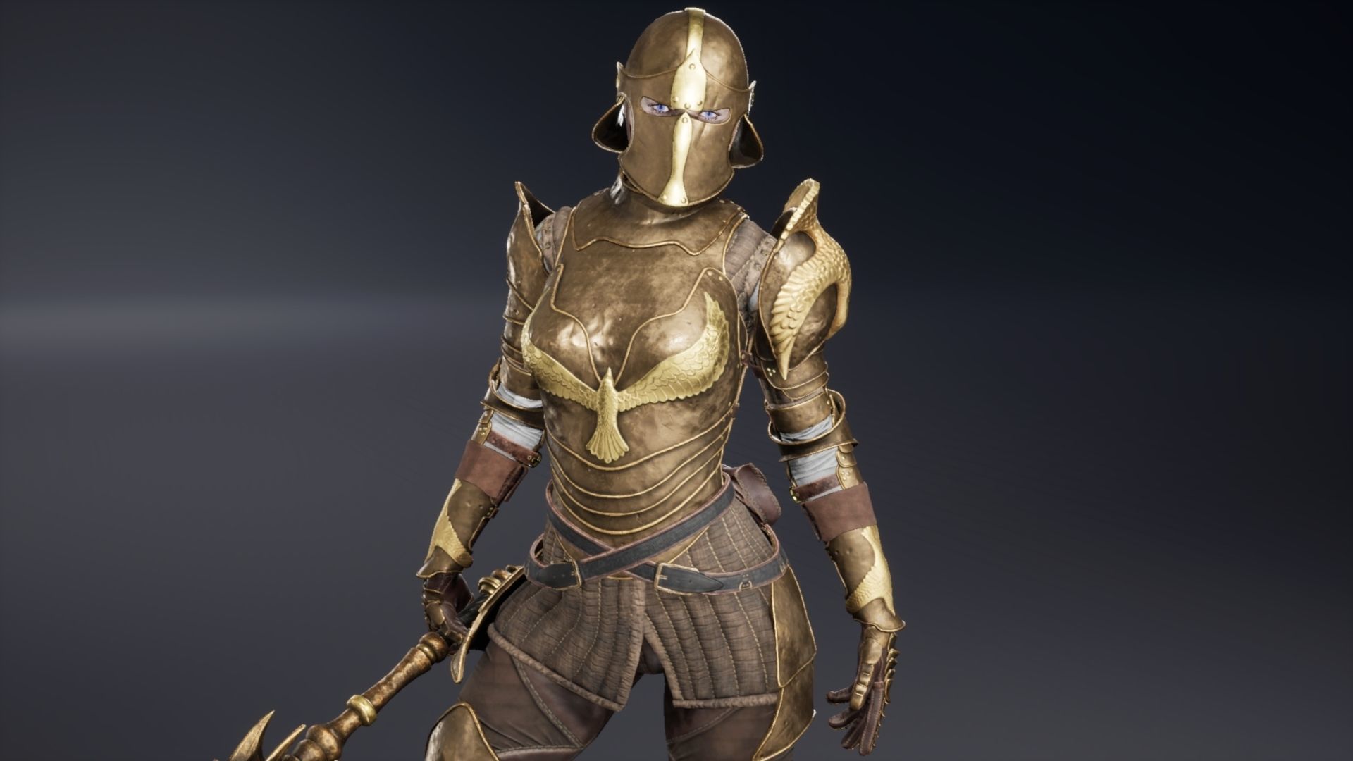 3D model Female knight in bronze armor VR / AR / low-poly | CGTrader