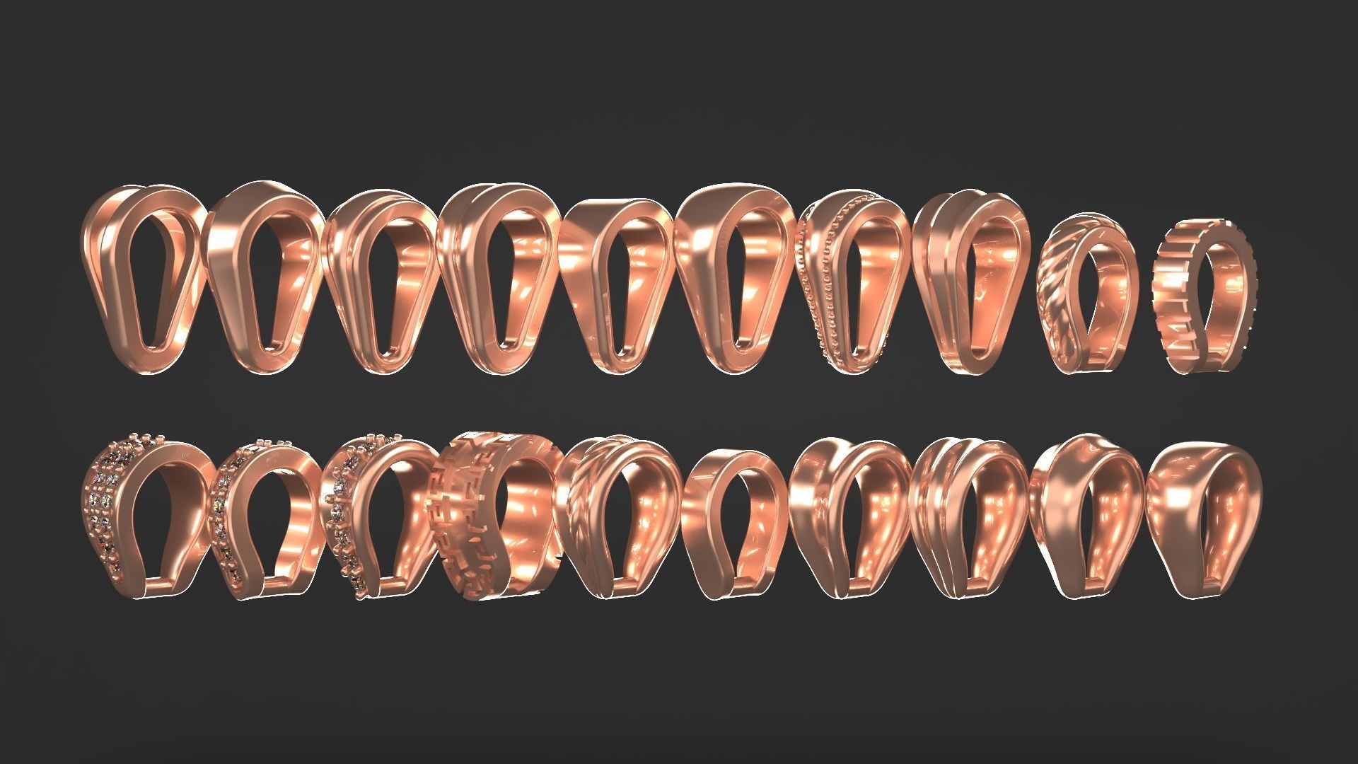 20 Bails for Pendant Collection of 3mm 4mm 5mm sizes 3D model 3D ...