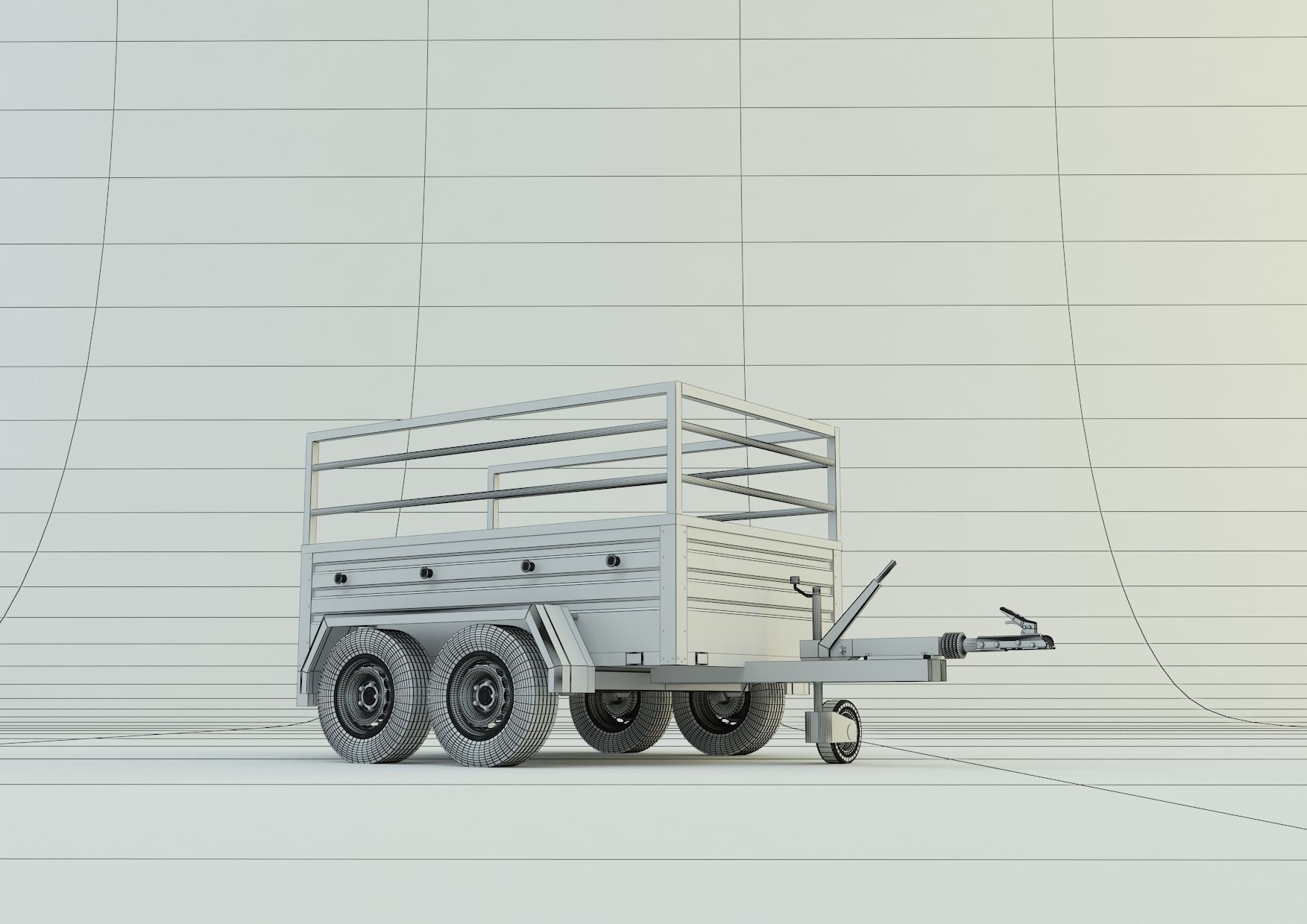 double axle trailer model 3D model | CGTrader