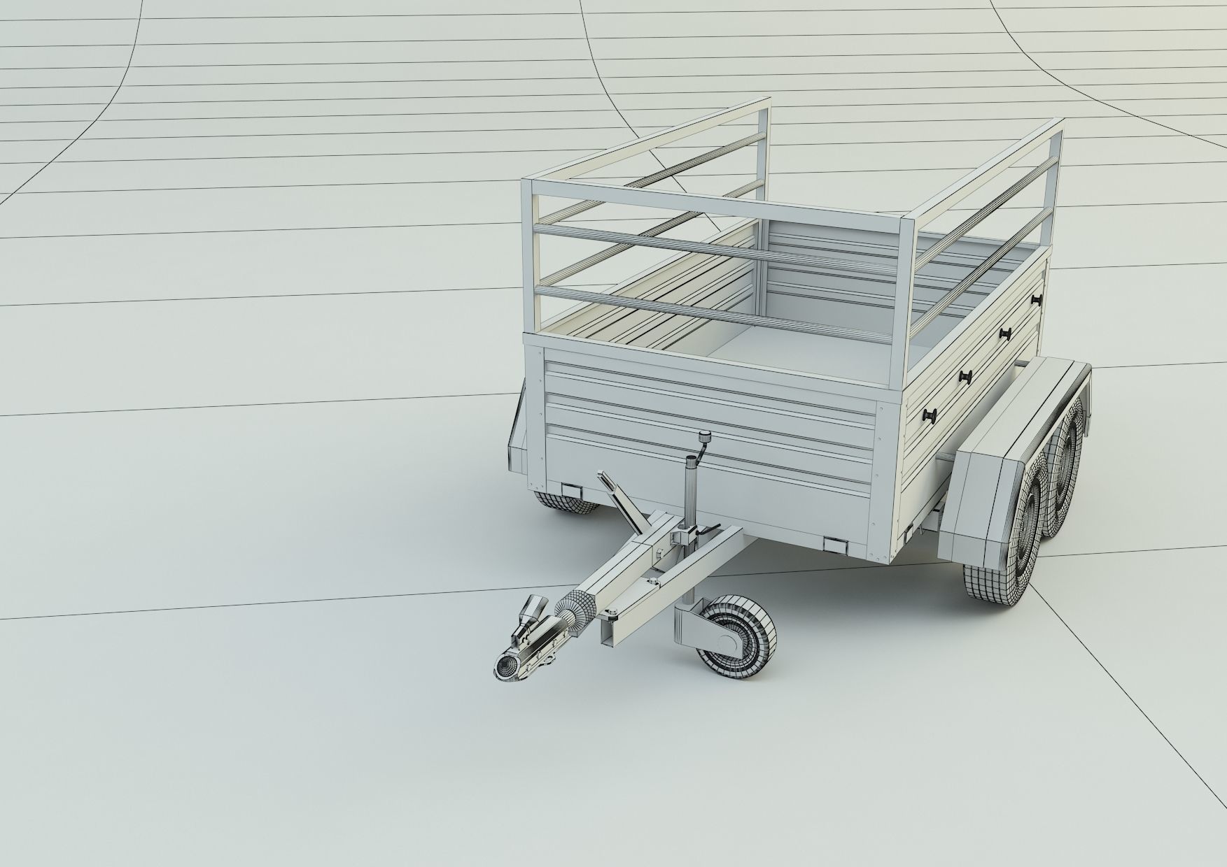 double axle trailer model 3D model | CGTrader