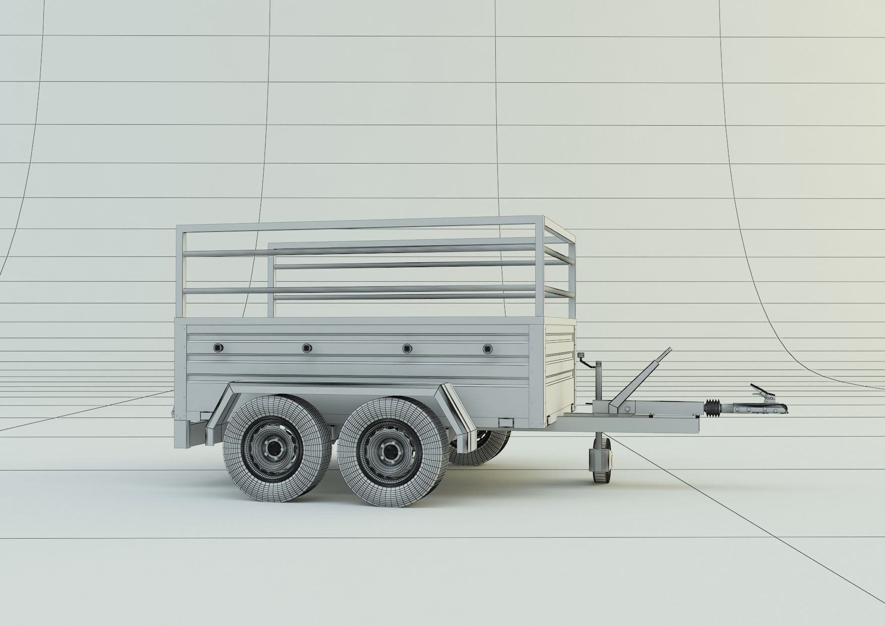 double axle trailer model 3D model | CGTrader