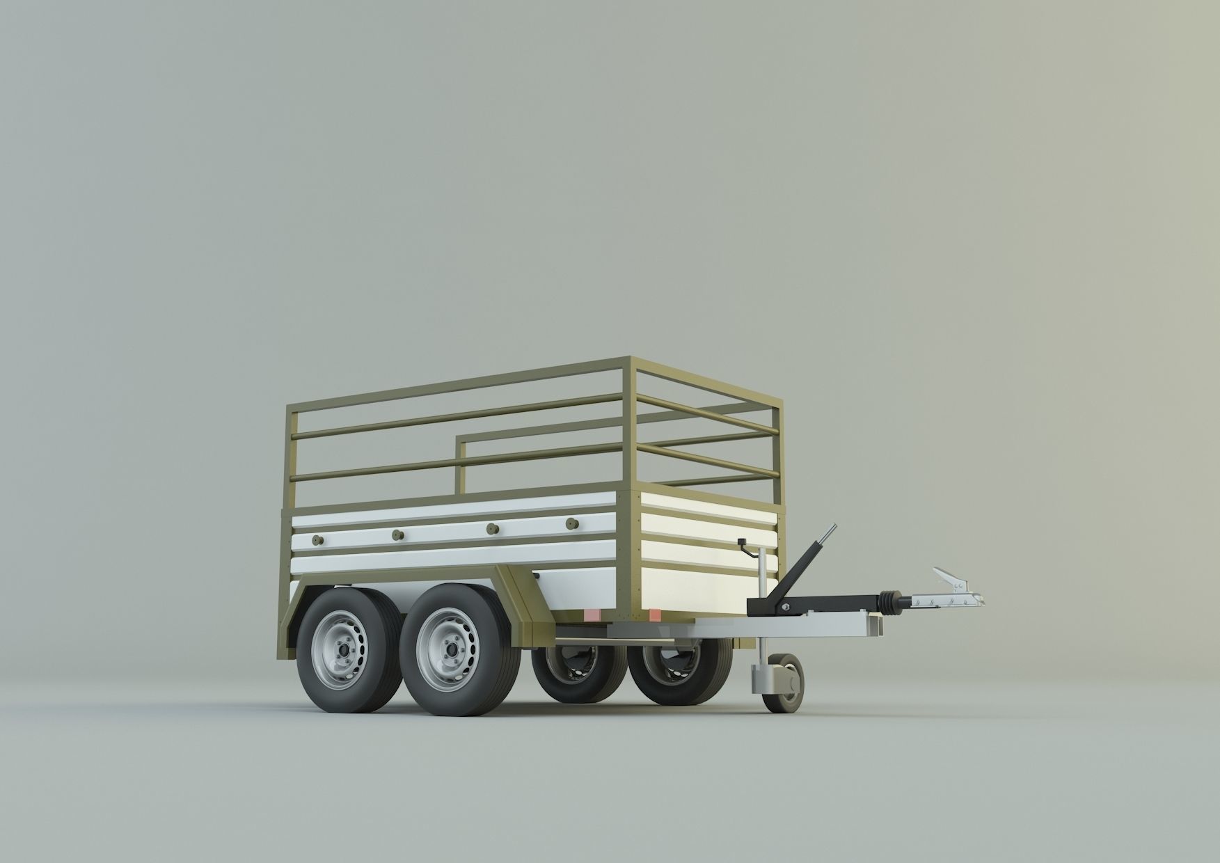 double axle trailer model 3D model | CGTrader