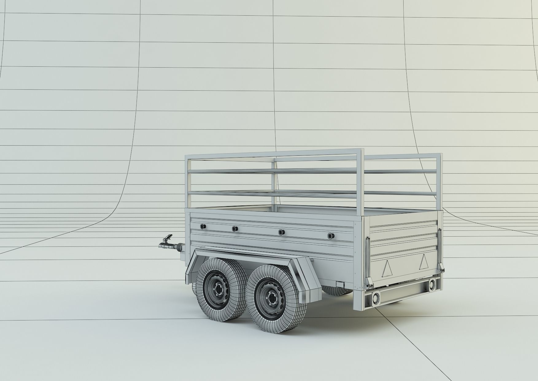 double axle trailer model 3D model | CGTrader