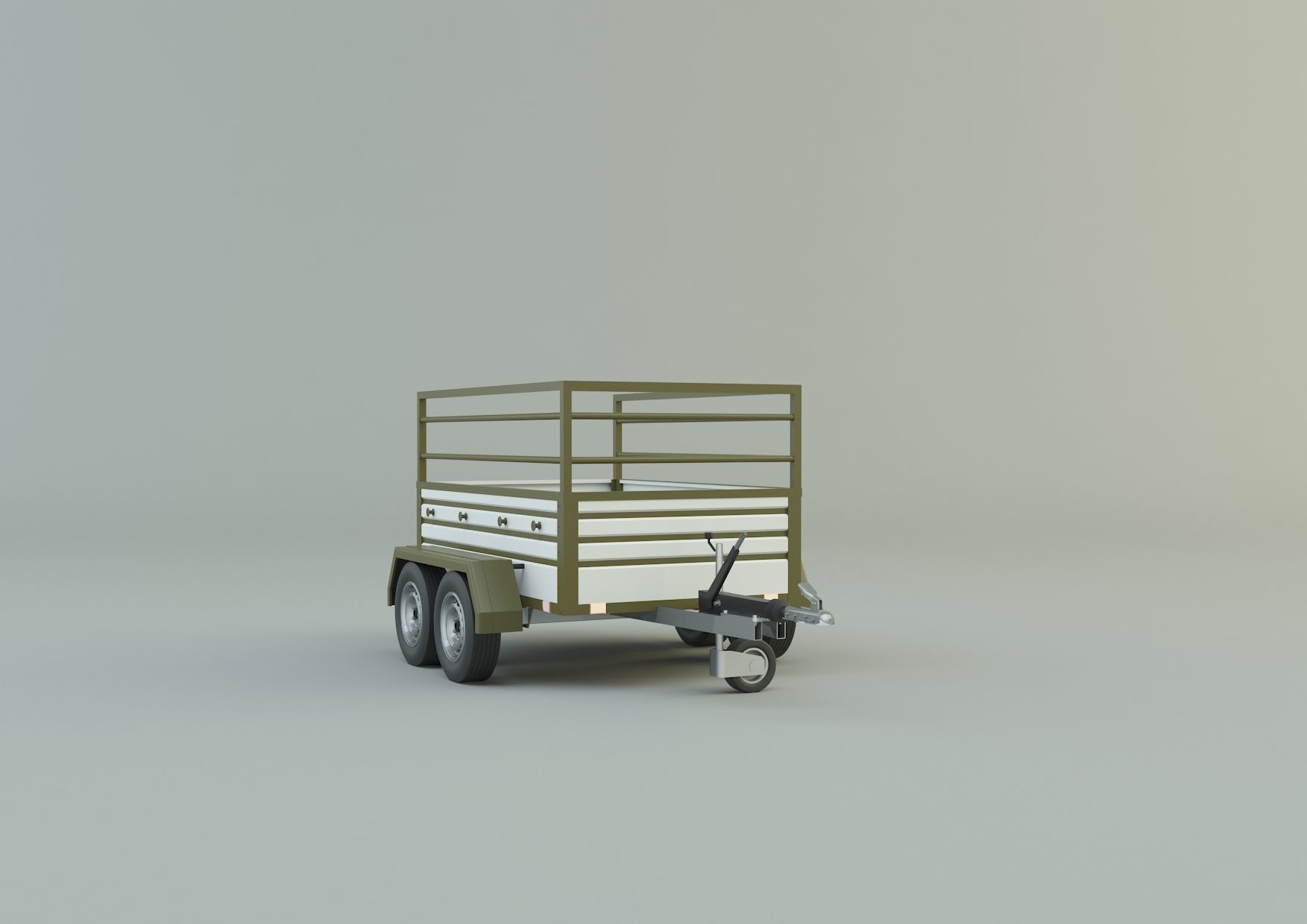 double axle trailer model 3D model | CGTrader