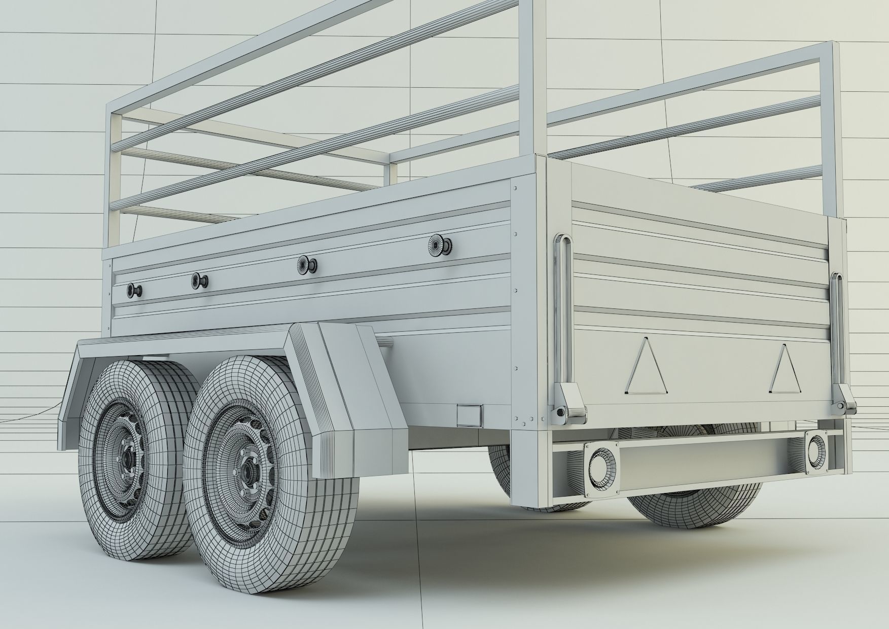 double axle trailer model 3D model | CGTrader