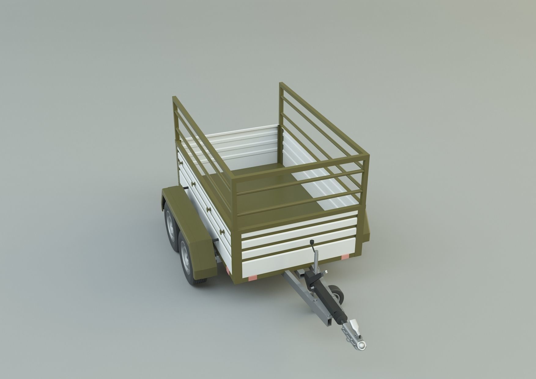 double axle trailer model 3D model | CGTrader