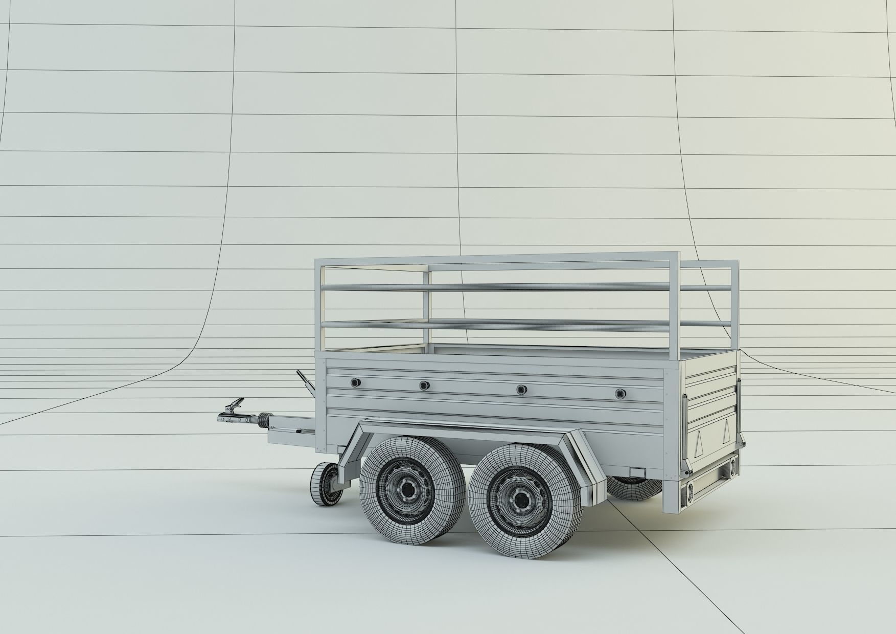 double axle trailer model 3D model | CGTrader