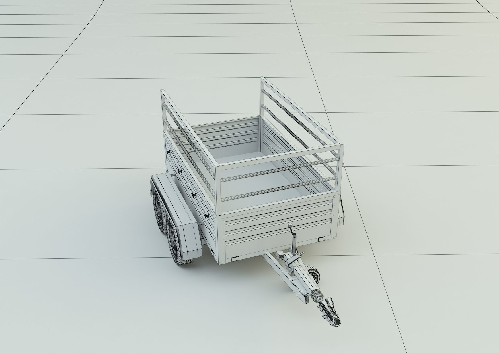 double axle trailer model 3D model | CGTrader