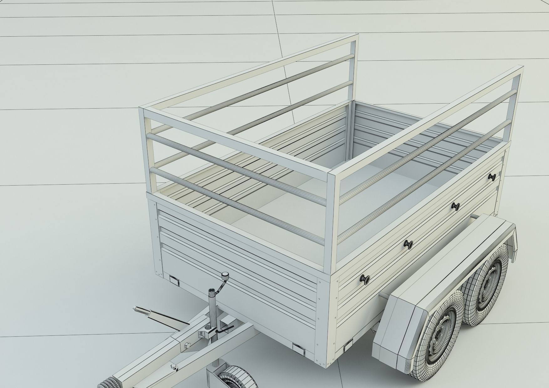 double axle trailer model 3D model | CGTrader