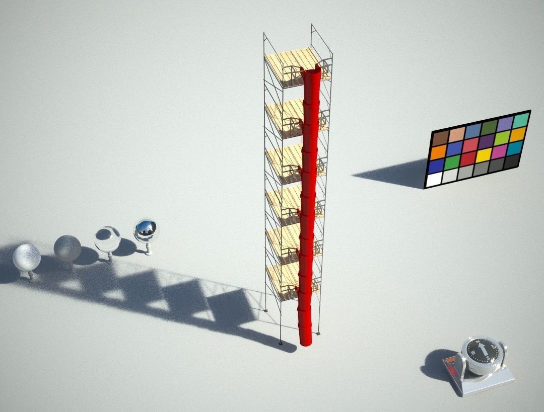 3D model Construction rubbish chute and scaffolding VR / AR / low-poly ...