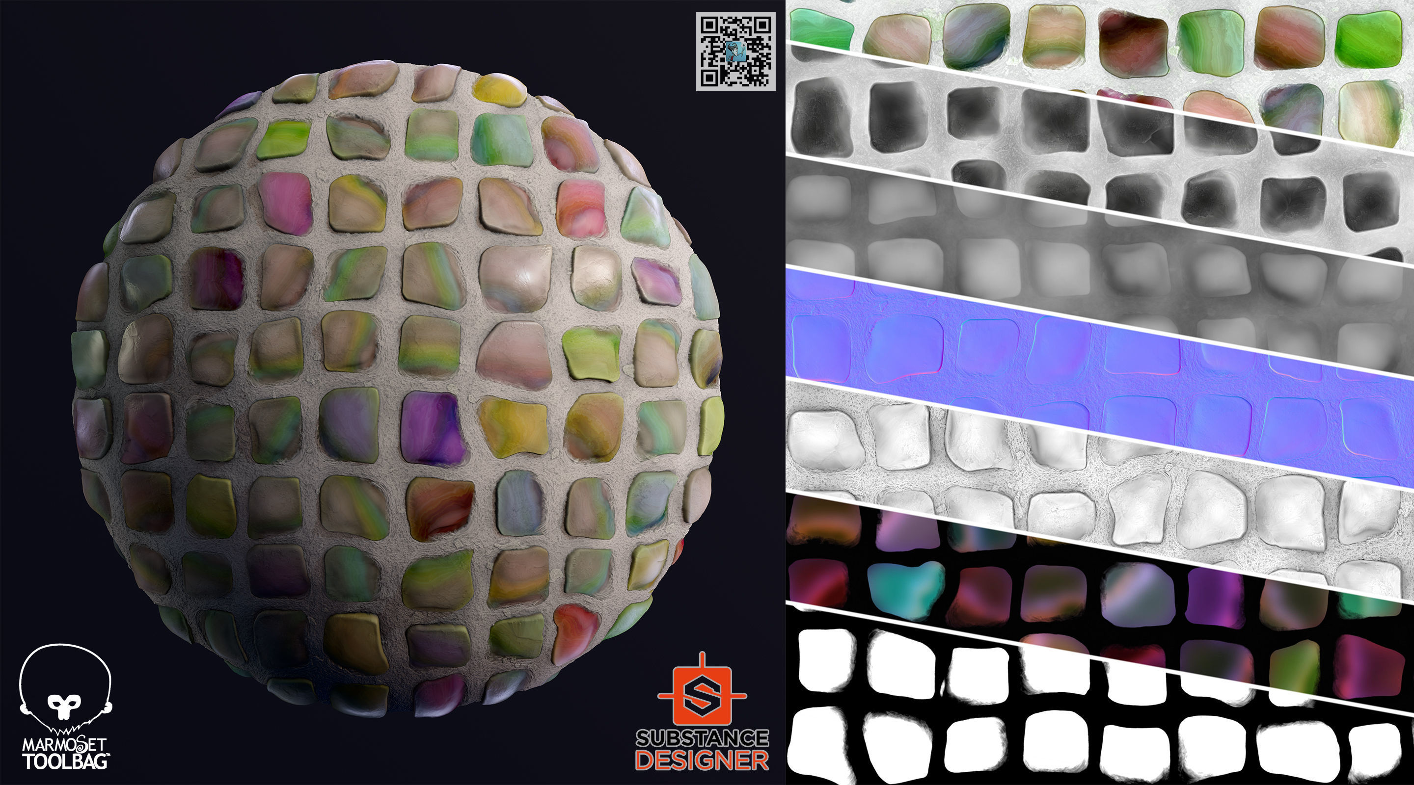 Stylized Fancy Cobblestone - PBR - 4K - PNG - SBSAR - Variation Texture ...
