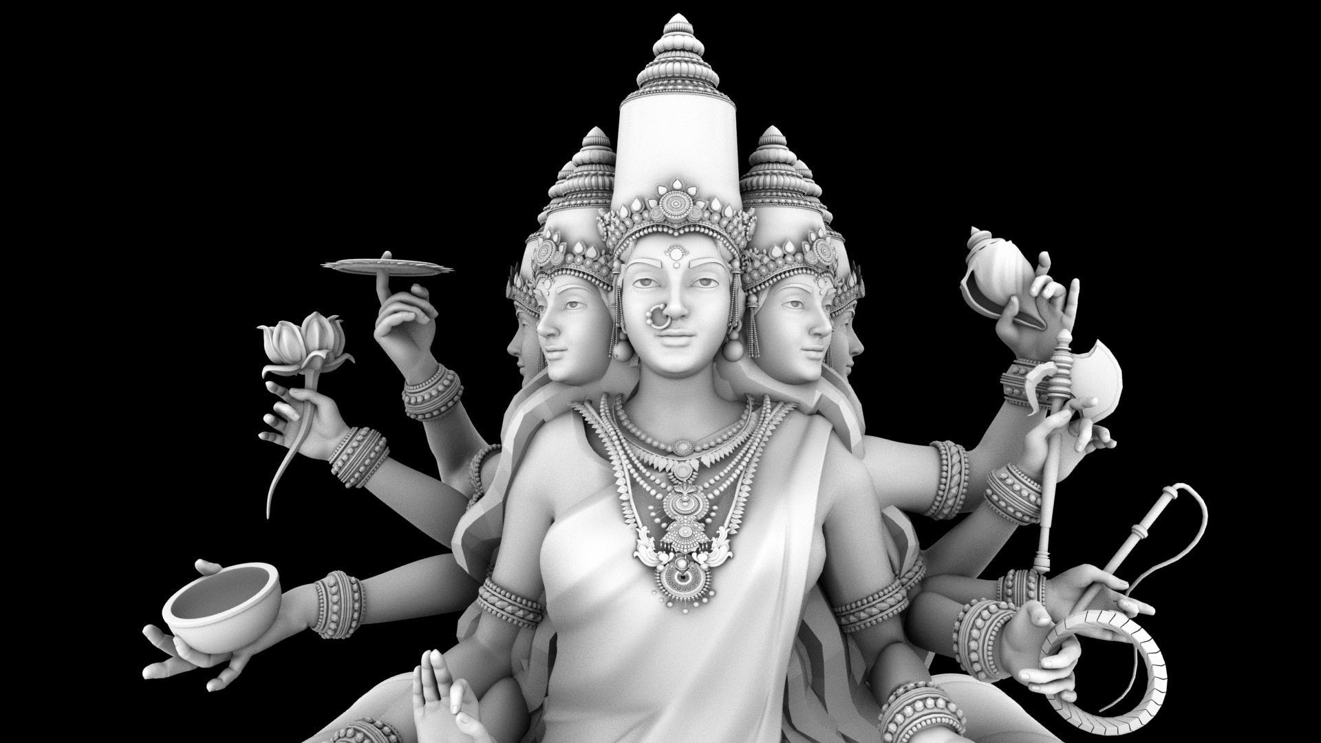 god gayathri devi 3d model 3D model | CGTrader