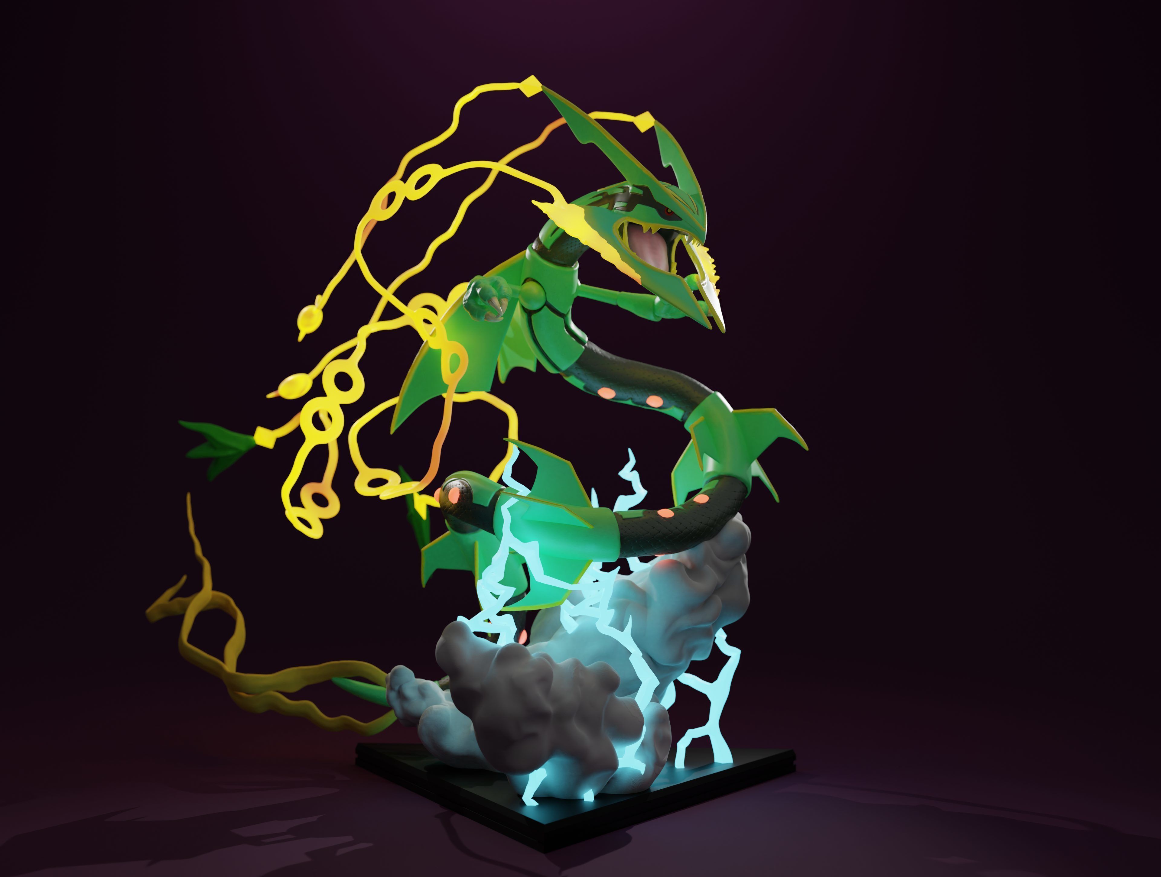 MEGA RAYQUAZA - 3D PRINTABLE POKEMON with cuts and as a whole 3D model ...