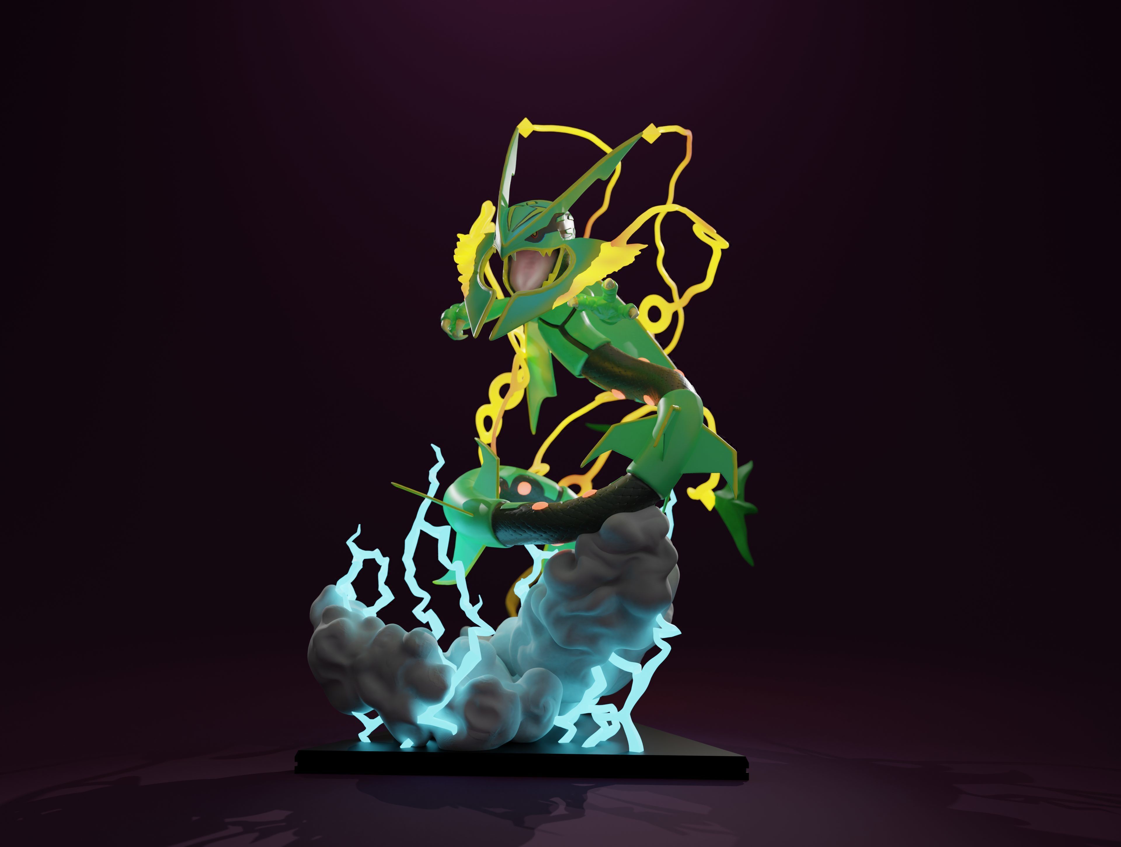 MEGA RAYQUAZA - 3D PRINTABLE POKEMON with cuts and as a whole 3D model ...