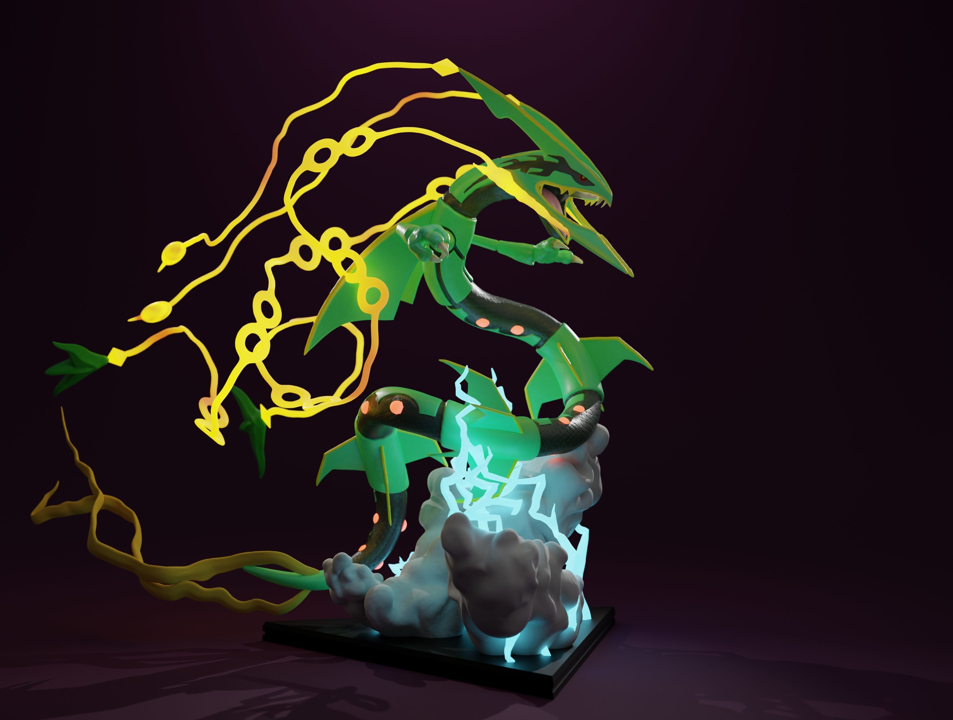 MEGA RAYQUAZA - 3D PRINTABLE POKEMON with cuts and as a whole 3D model ...