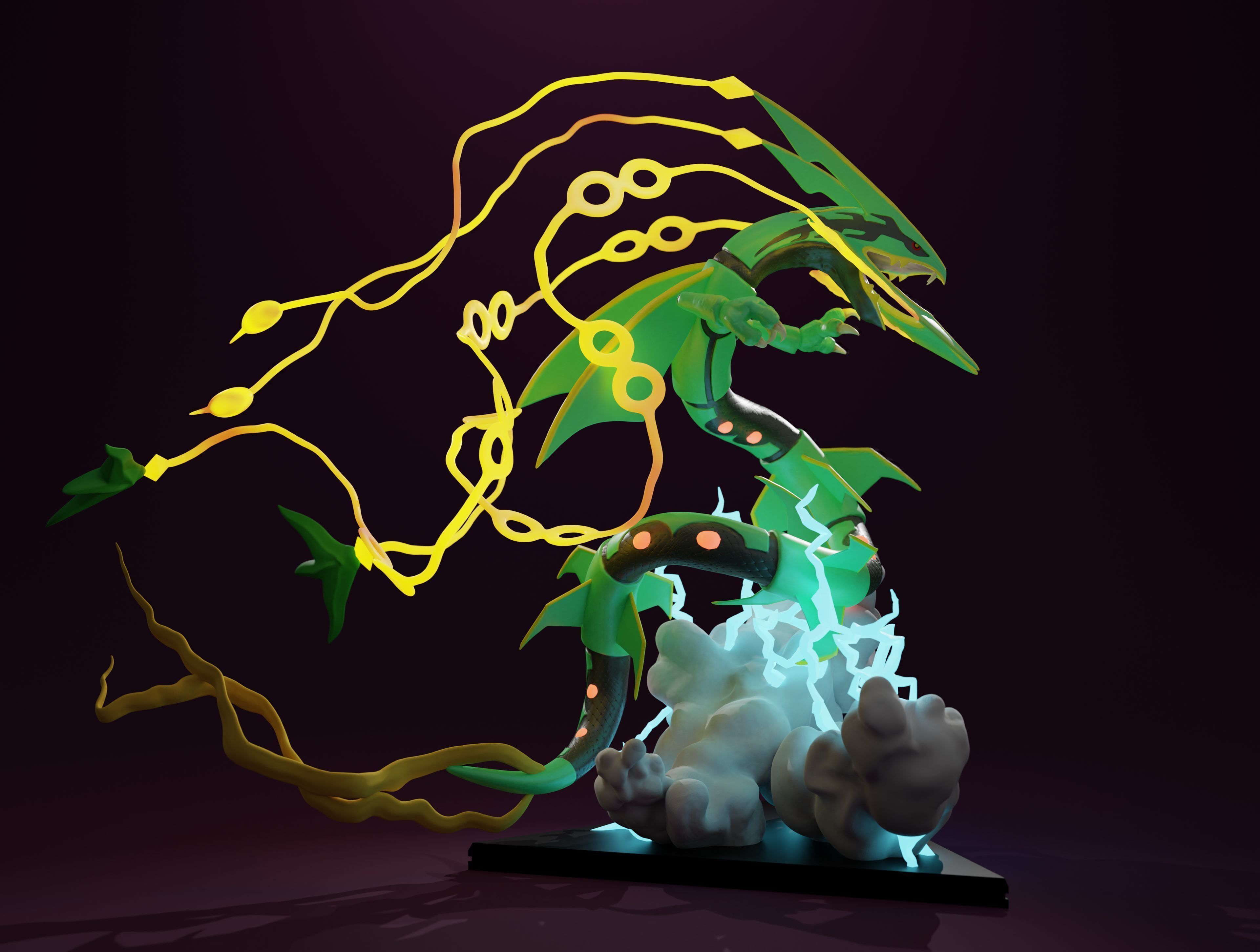 MEGA RAYQUAZA - 3D PRINTABLE POKEMON with cuts and as a whole 3D model ...