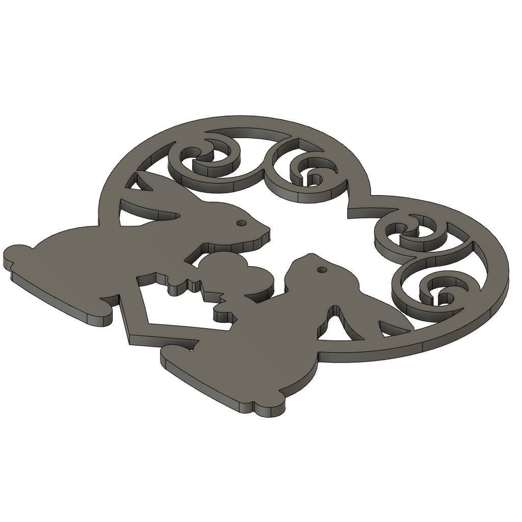 Rabbits With Heart 2D Decor 3D model 3D printable | CGTrader