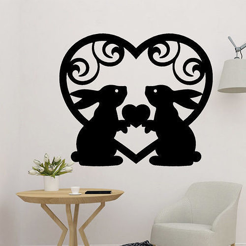 Rabbits With Heart 2D Decor 3D model 3D printable | CGTrader