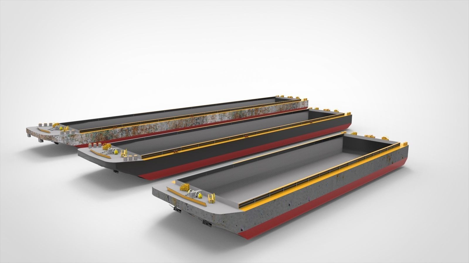Barge three trains 3D model | CGTrader