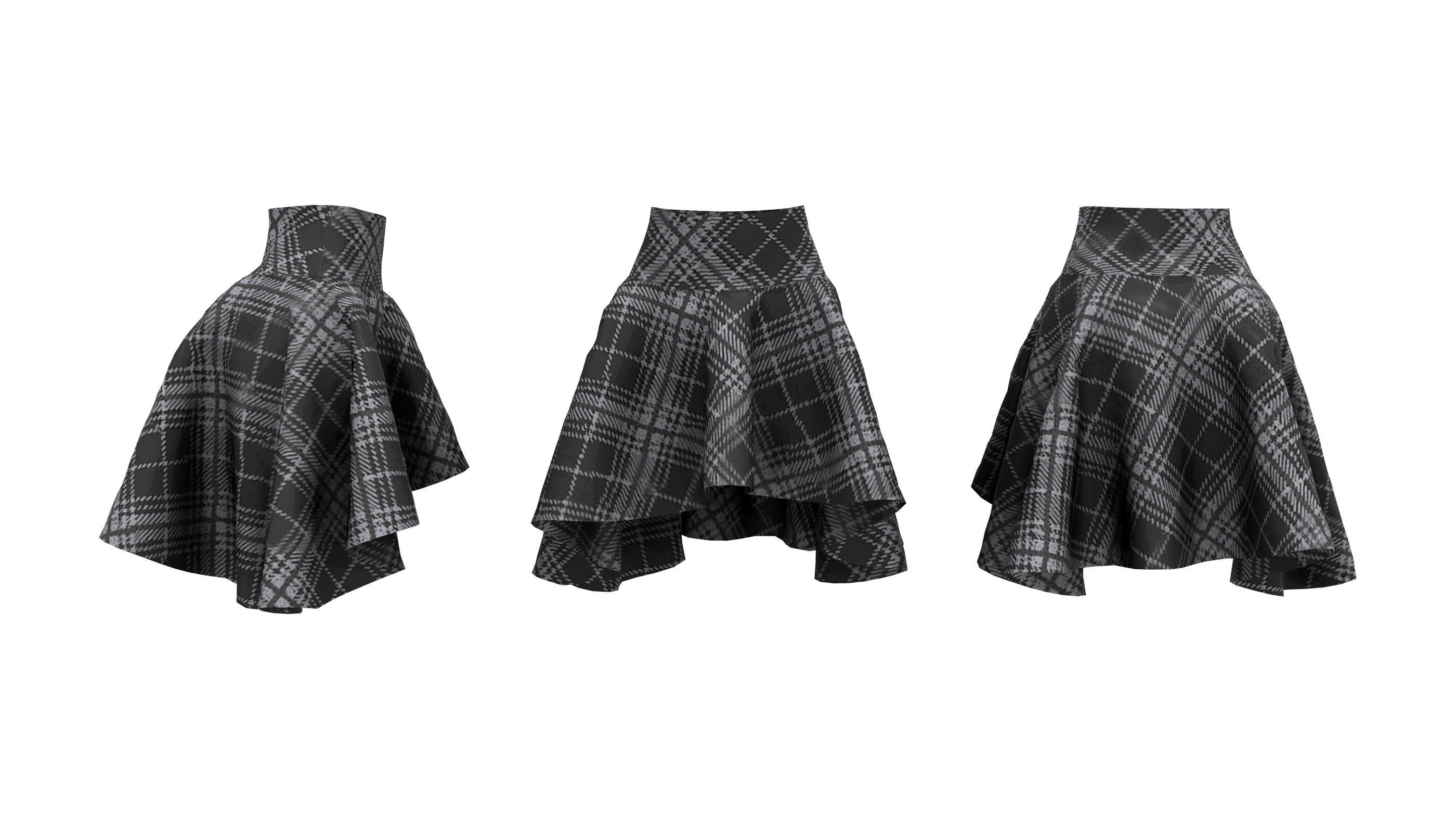 3D model High Waist Hem Short Skirt VR / AR / low-poly | CGTrader