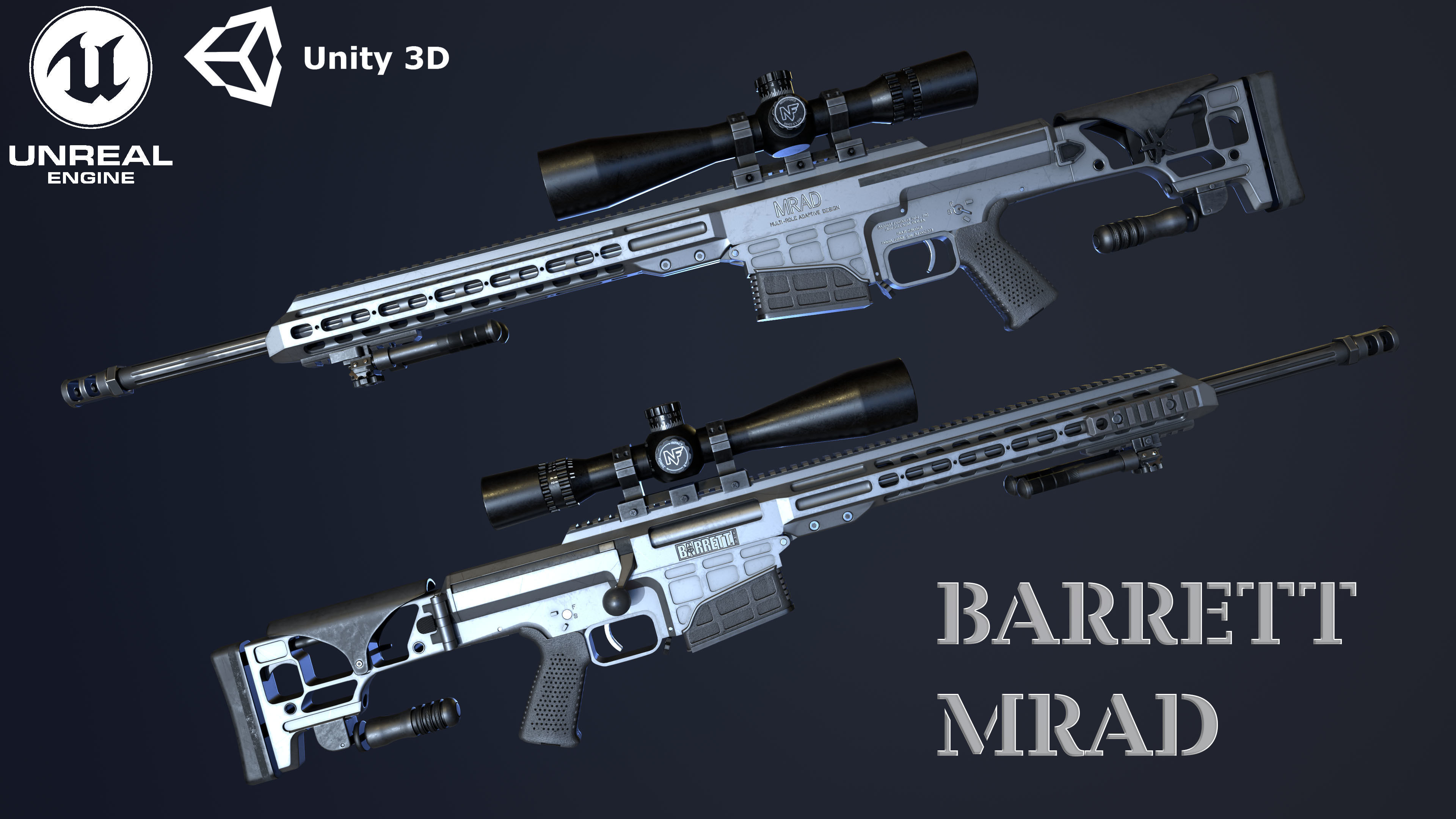3D model BARRETT MRAD - GAME READY MODEL 4K VR / AR / low-poly | CGTrader