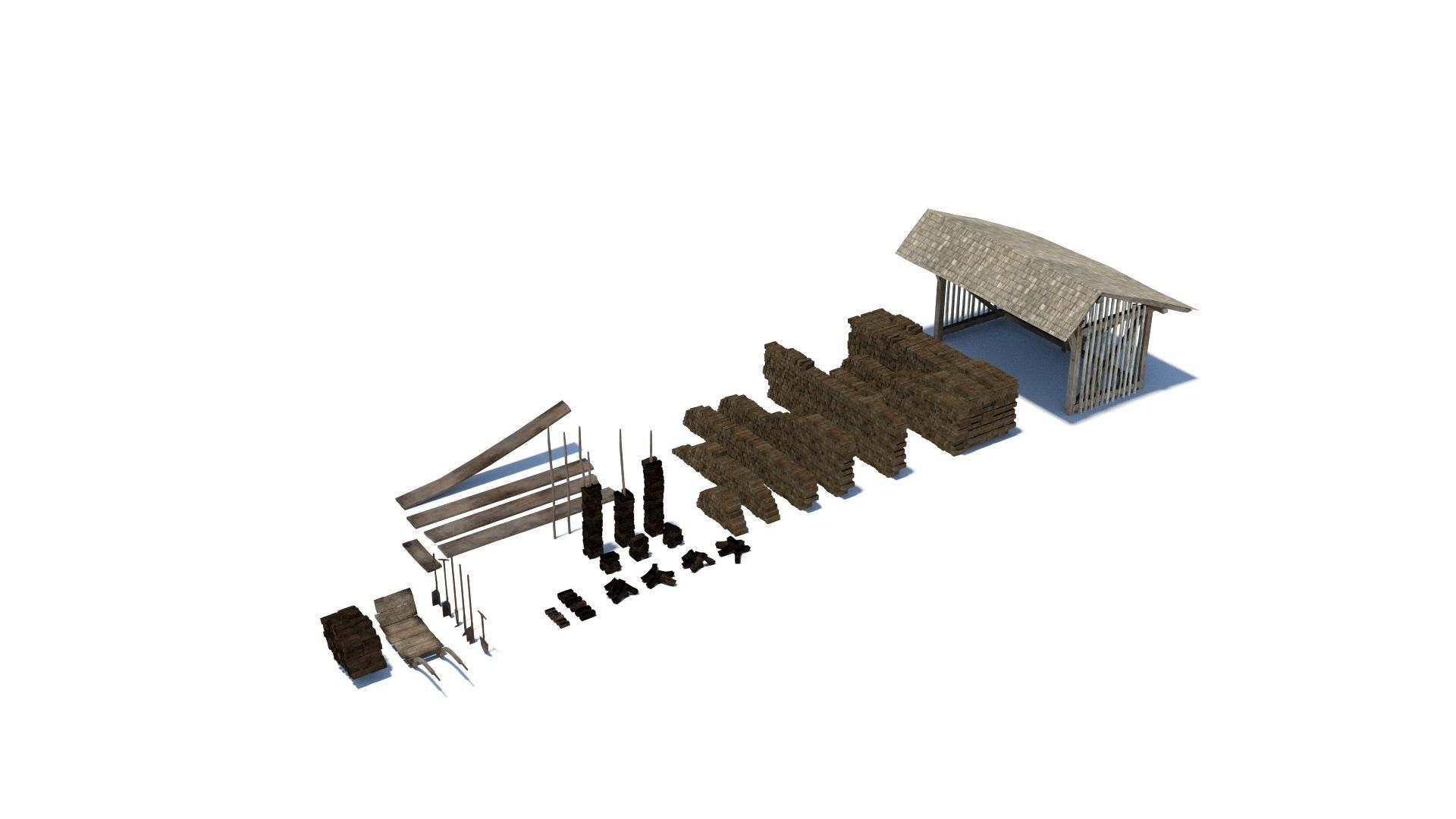 3D model Traditional peat turf gathering kit VR / AR / low-poly | CGTrader