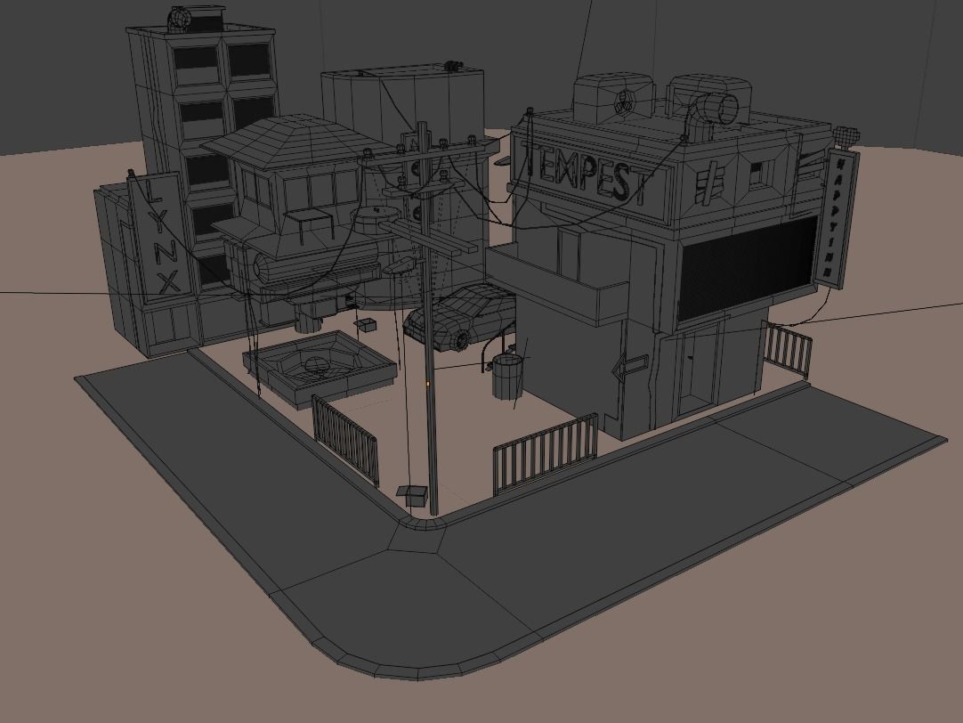 3D model LOW POLY CYBERPUNK MINI CITY SCENE PACK VR / AR / low-poly ...
