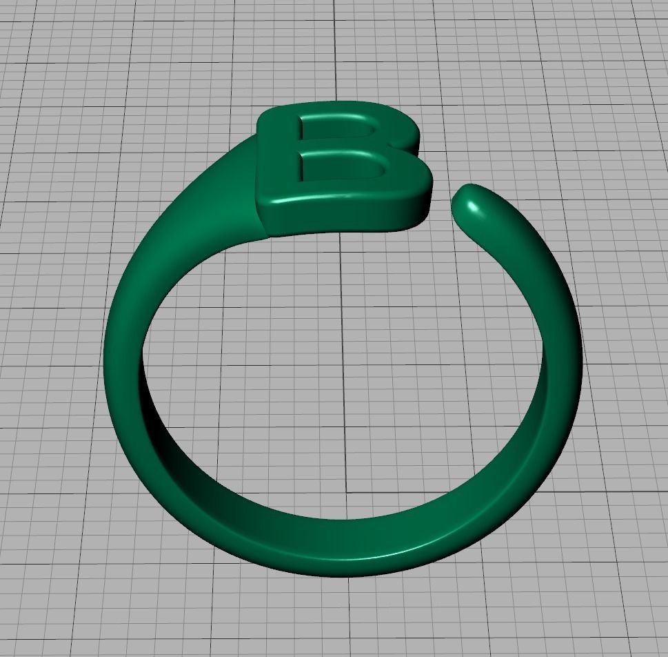 B Letter Ring Initial letter Ring Open ring Personalized ring 3D model ...