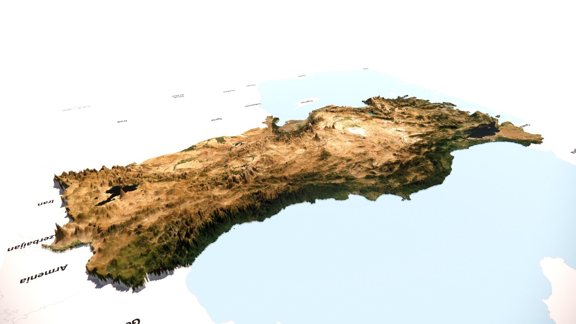 Turkey LandTerrian Topography Digital Elevation for 3D Printing 3D ...