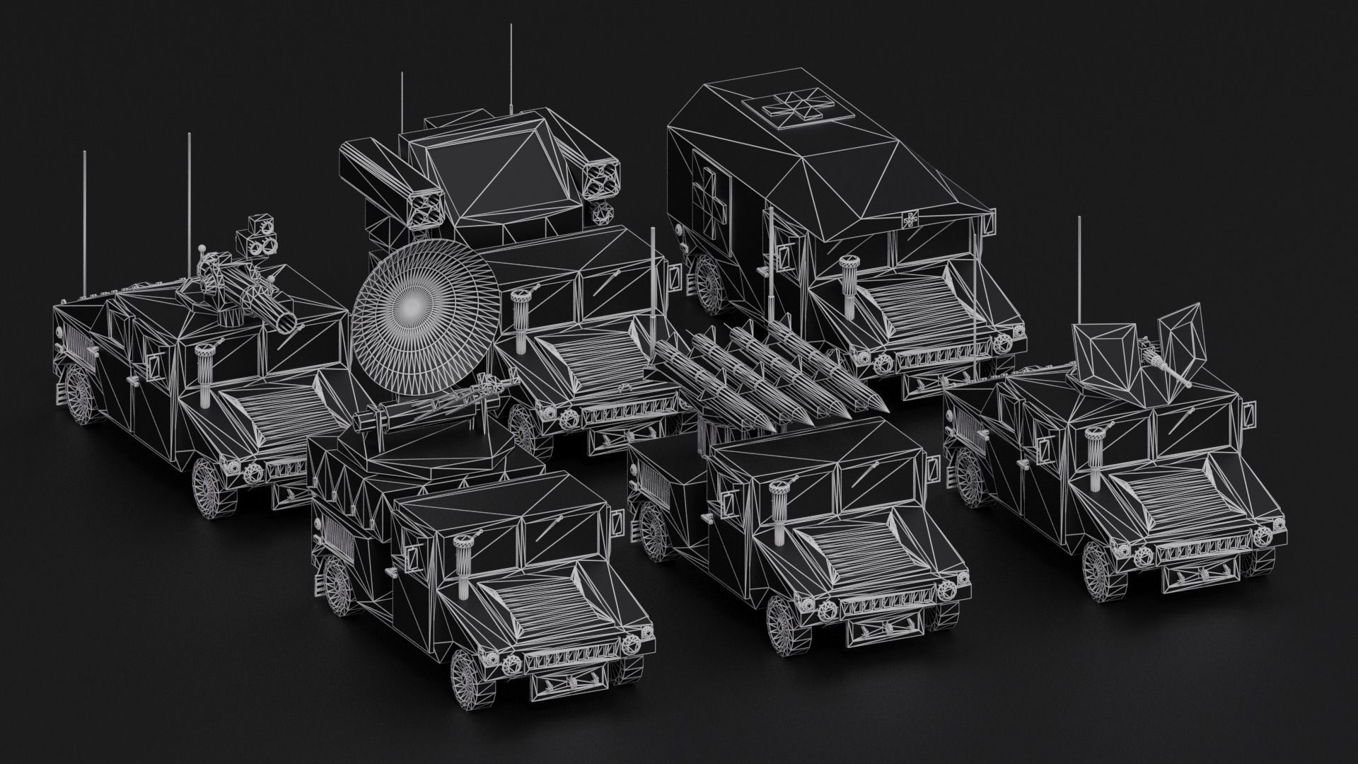 3D model Cartoon HUMVEE Military Hummer Collection VR / AR / low-poly ...