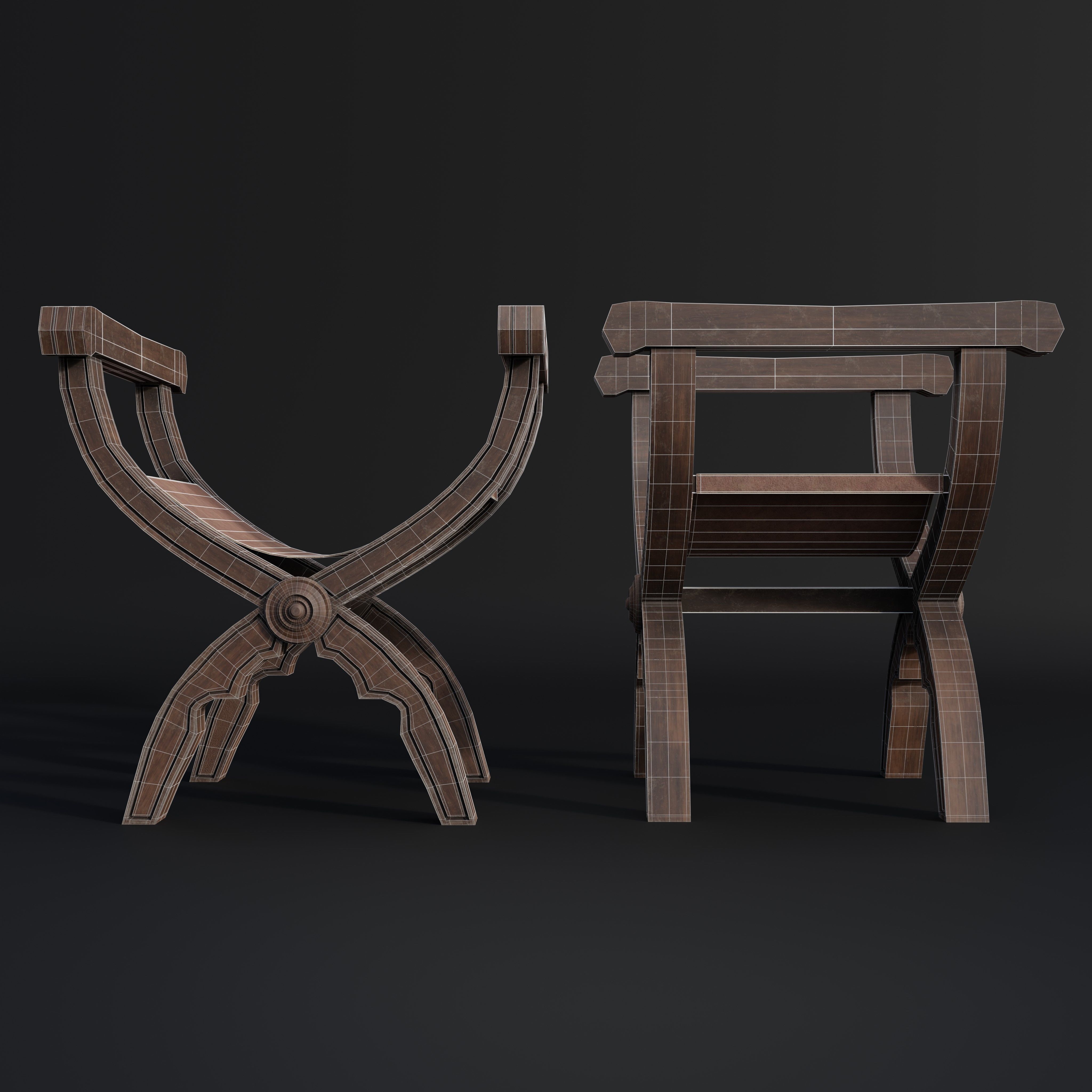 3D model Roman Curule Chair - Sella Curulis VR / AR / low-poly | CGTrader